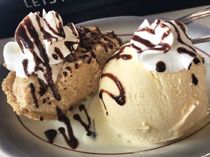 Dessert that makes you question why anyone bothers with those fancy patisseries – ice cream melting into pie is nature's perfect relationship.