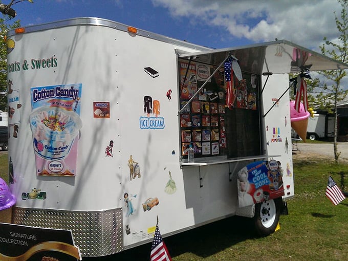 This sweet oasis of frozen treats and cotton candy stands ready to fuel serious shoppers through another round of bargain hunting.