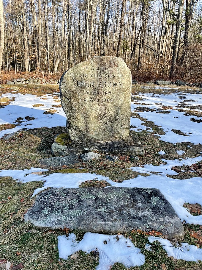 History buffs rejoice! The John Brown birthplace marker reminds us that significant American history happened right here, no expensive museum admission required.