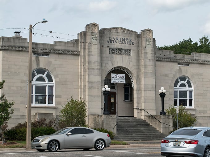 The Larimer Arts Center's stately facade speaks to Palatka's appreciation for culture – a community cornerstone where creativity flourishes behind those elegant arches.