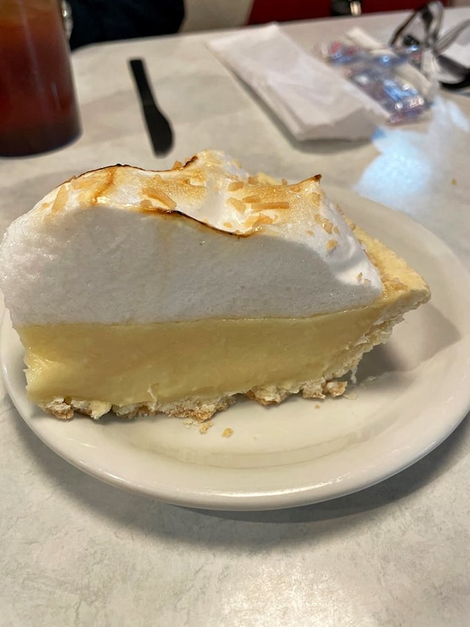 Lemon meringue pie with clouds of toasted meringue floating above tangy custard. One bite and you'll forget what century you're in.