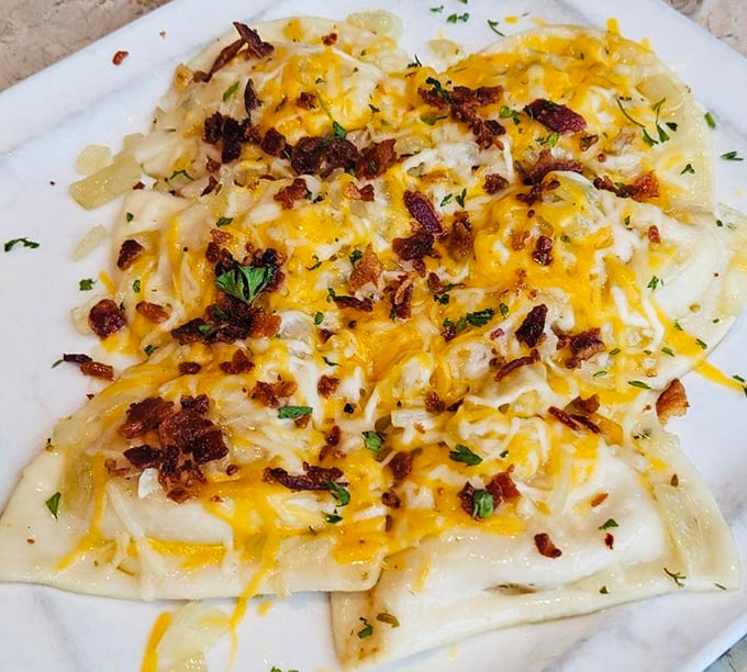 Loaded pierogies transform humble dumplings into cheesy, bacon-topped masterpieces that defy traditional breakfast rules completely.