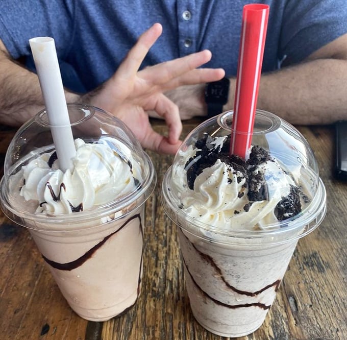 Milkshakes so thick they laugh at your straw. The kind that bring all the grown-ups to the yard.