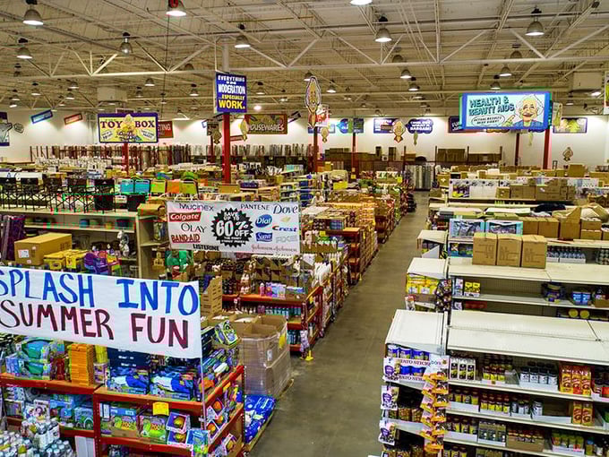 The wide-angle view reveals Ollie's true superpower: turning retail castoffs into an organized chaos that somehow makes perfect sense to dedicated bargain hunters.