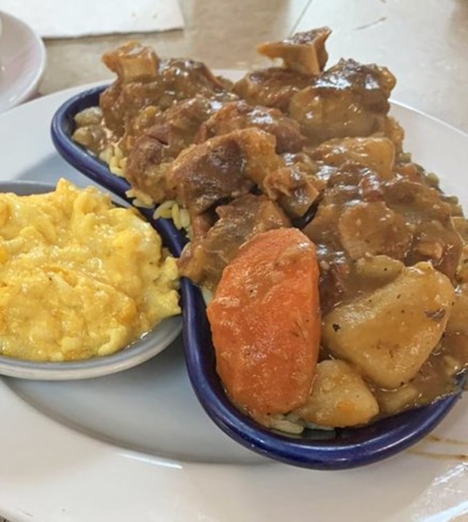Oxtails so tender they practically surrender to your fork, swimming in a gravy that should be bottled and sold as liquid happiness.