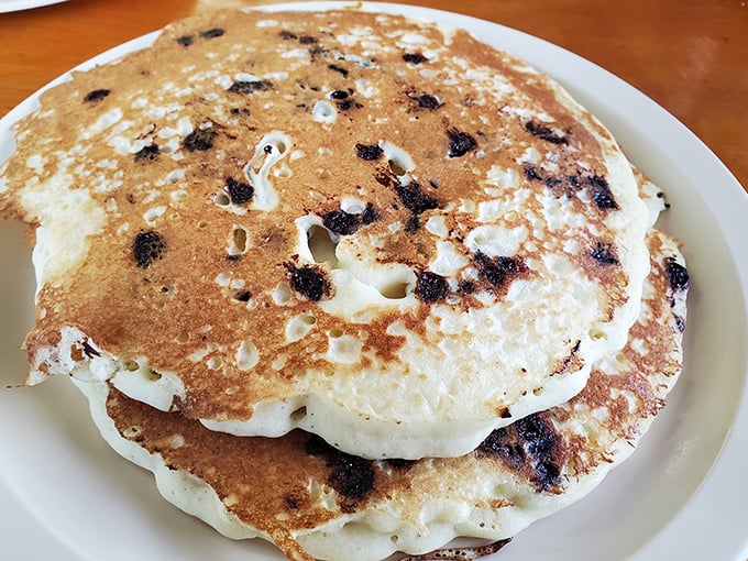 Blueberry pancakes with that perfect golden exterior – the breakfast equivalent of finding front-row concert tickets in your coat pocket.