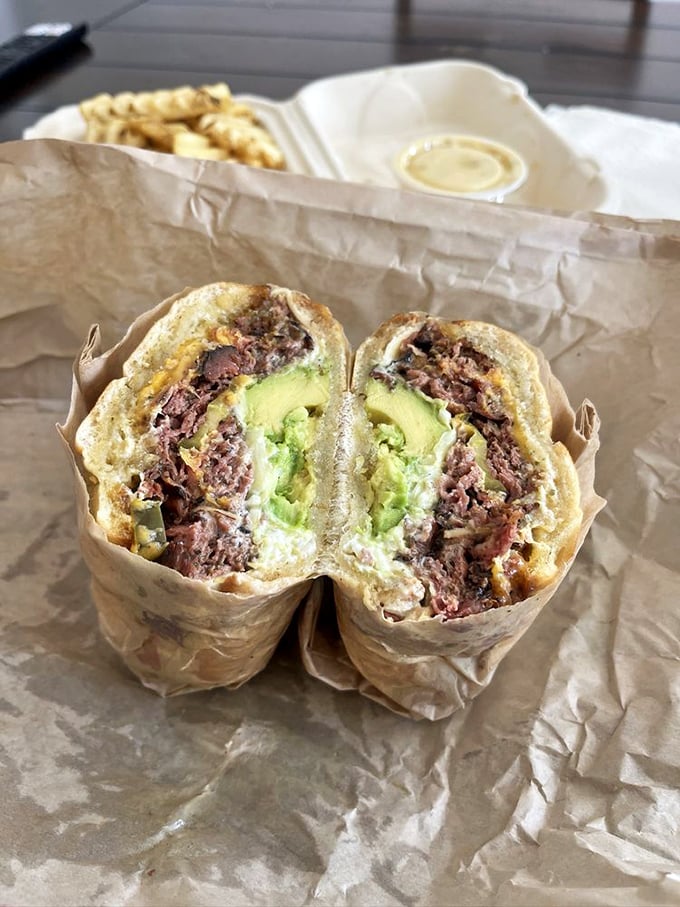 Avocado adds California flair to this classic deli creation—proof that East Coast tradition and West Coast innovation can coexist in perfect, delicious harmony.