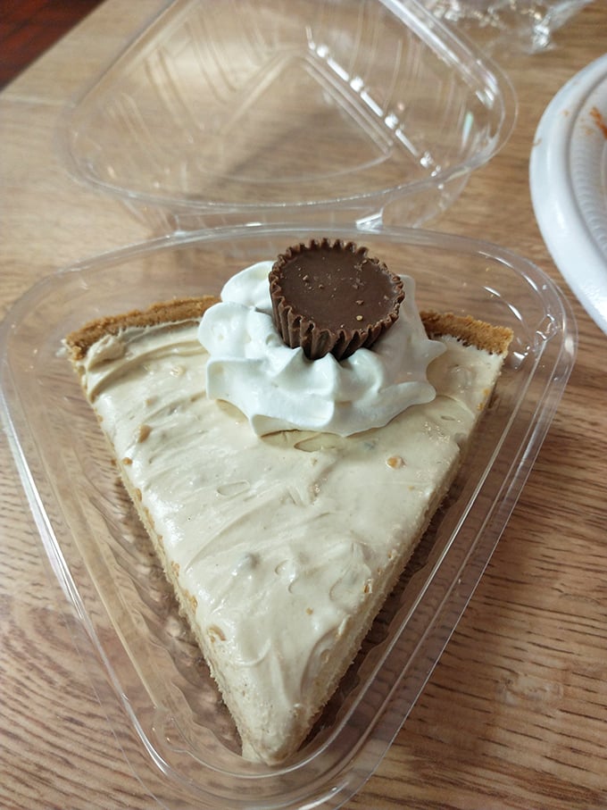 Peanut butter pie with a Reese's crown – because after conquering a rack of ribs, you deserve dessert royalty.