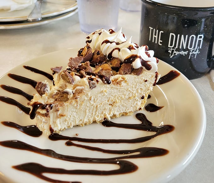 That's not just pie, folks – it's a peanut butter cloud with a chocolate drizzle that'll make you forget your diet.