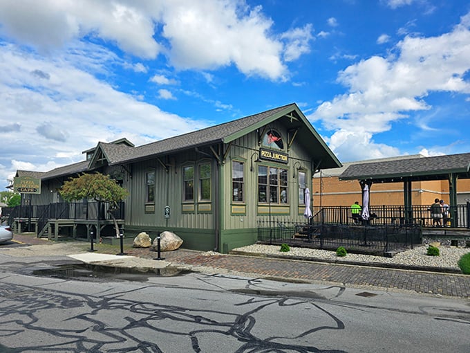 The restored train depot at Pizza Junction serves up nostalgia alongside its menu – a reminder that good things are worth preserving and sometimes come with pepperoni.