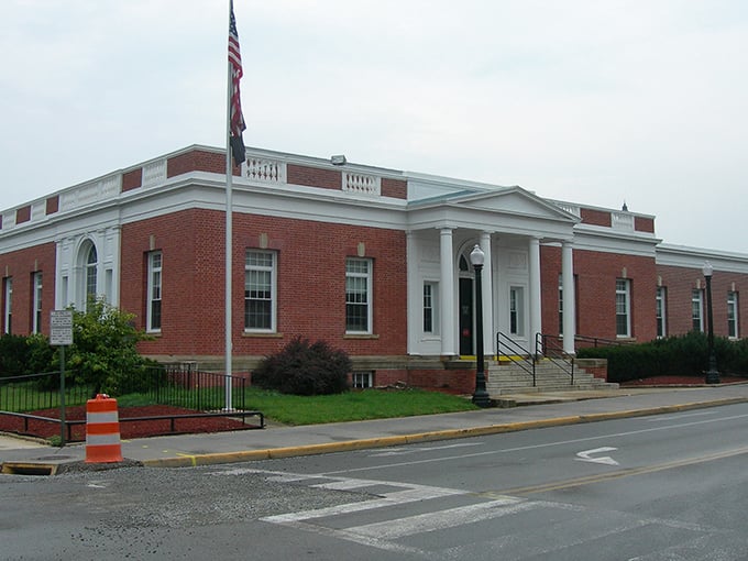 This isn't just a post office—it's a stately brick reminder of when government buildings were designed to inspire civic pride rather than efficiency reports.