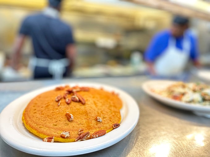 This pumpkin pancake with pecans isn't just breakfast—it's autumn on a plate, no matter what season it happens to be.