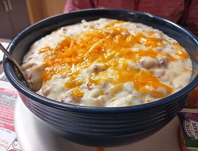 That bowl of sausage gravy topped with melted cheese could convince anyone that comfort food is actually medicinal.