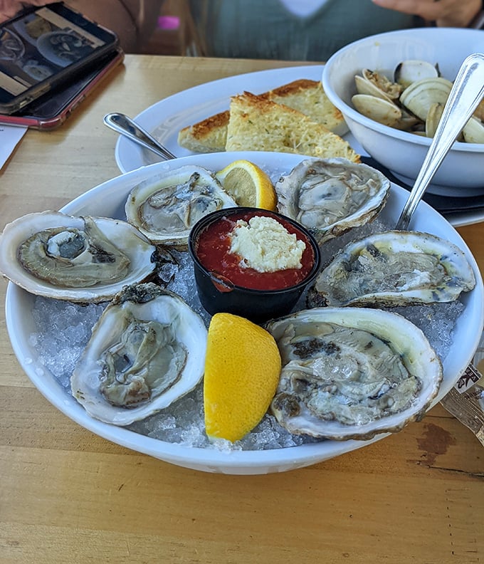 Raw oysters on ice – nature's perfect appetizer, requiring nothing more than a splash of mignonette and perhaps a momentary prayer of gratitude.