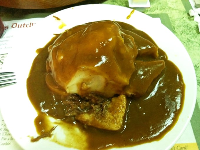 Behold the roast beef and mashed potatoes swimming in gravy so rich it could apply for its own tax bracket.
