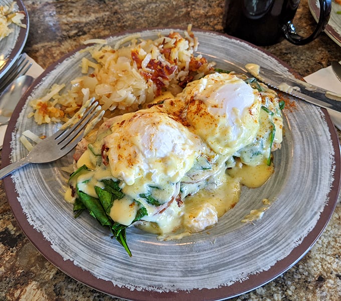 Eggs Benedict gets the seafood treatment, creating a brunch masterpiece that would make Neptune himself put down his trident and pick up a fork.