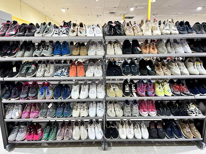 The shoe section rivals Imelda Marcos's closet, with footwear for every occasion from boardroom meetings to backyard barbecues.