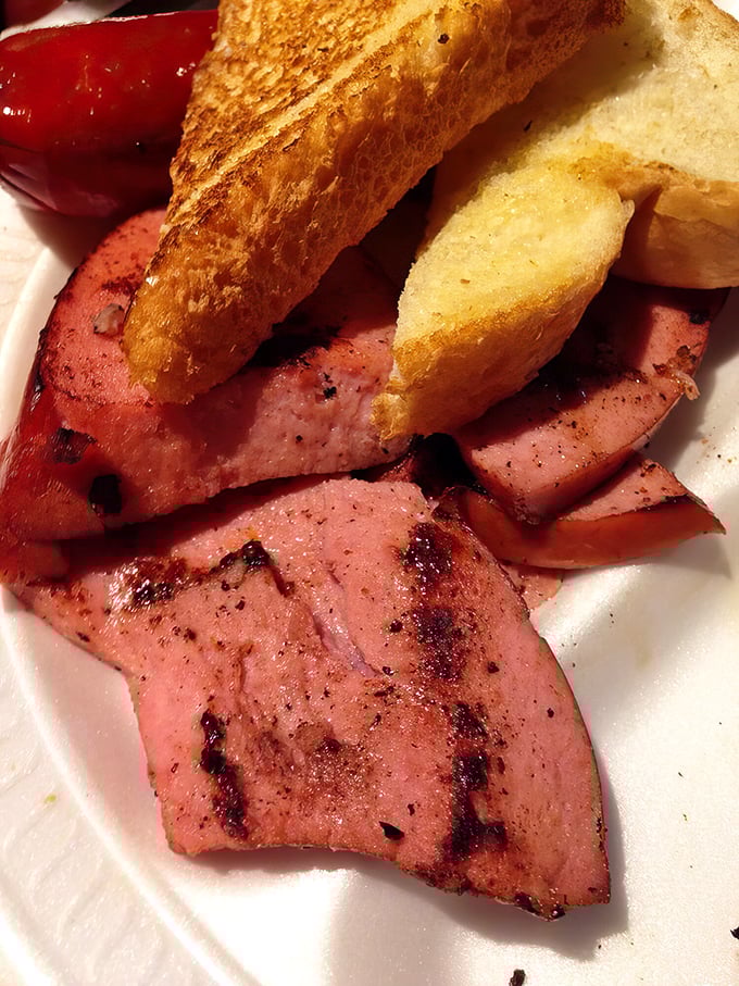 Smoked bologna elevated to gourmet status - who knew lunch meat could look this magnificent?