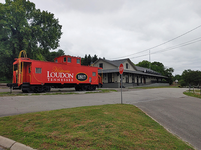 That vintage caboose isn't just for show—it's a reminder of Loudon's railroad heritage when trains connected these small towns to the world.