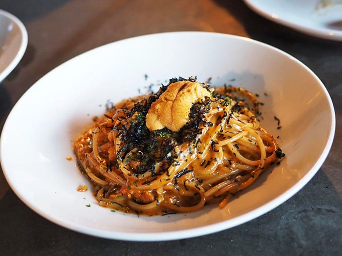Spaghetti that would make an Italian grandmother weep with joy. That golden nest of pasta is waiting to transport you straight to culinary heaven.