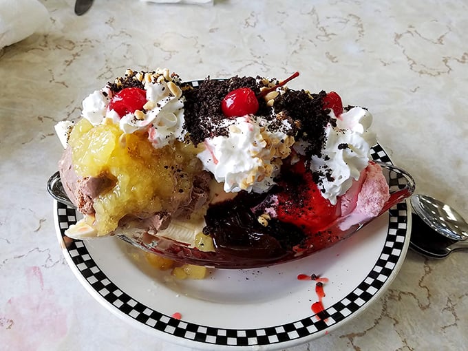 This isn't just dessert—it's a theme park for your taste buds. When ice cream, whipped cream, and cherries throw a party, this is what happens.