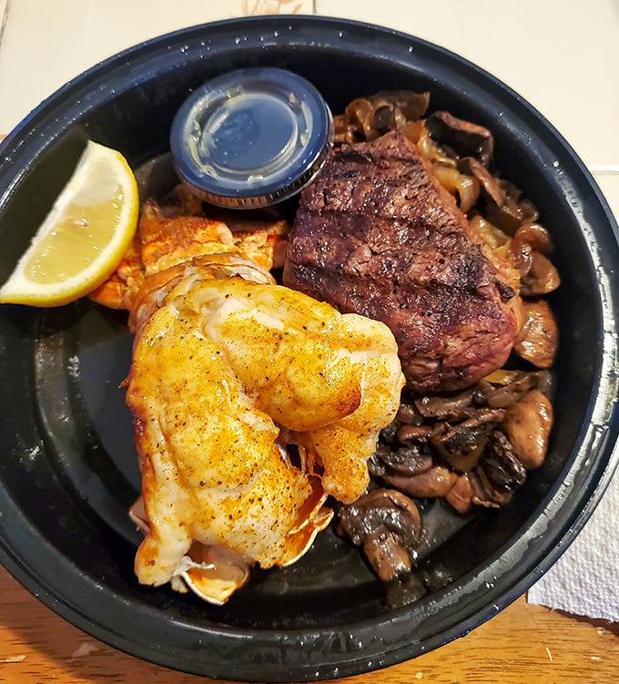 Land meets sea in perfect harmony—tender steak, plump shrimp, and mushrooms that have soaked up all the savory secrets. The ultimate indecision solution.