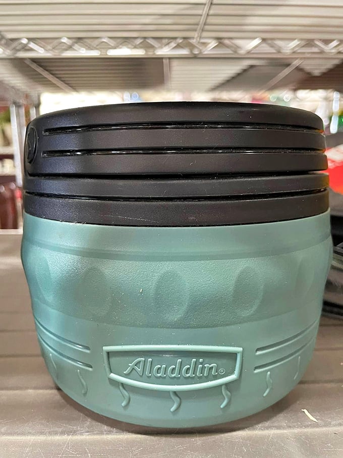 This mint-green Aladdin thermos doesn't need rubbing to grant wishes—just $3.99 to keep your coffee hot through the coldest Wisconsin morning.