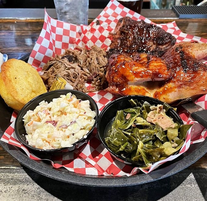 BBQ platter perfection – where ribs, chicken, and sides don't compete for attention but rather perform a harmonious meat symphony on your plate.