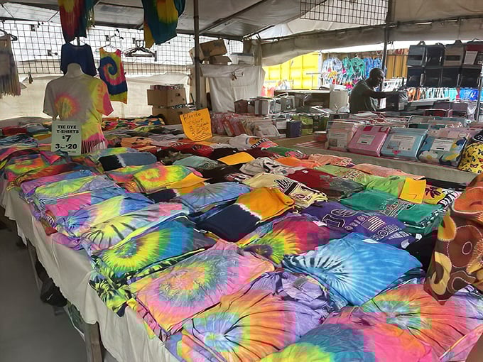Tie-dye never truly died – it just retreated to flea markets where it waits to ambush your wardrobe with psychedelic nostalgia and Woodstock memories.
