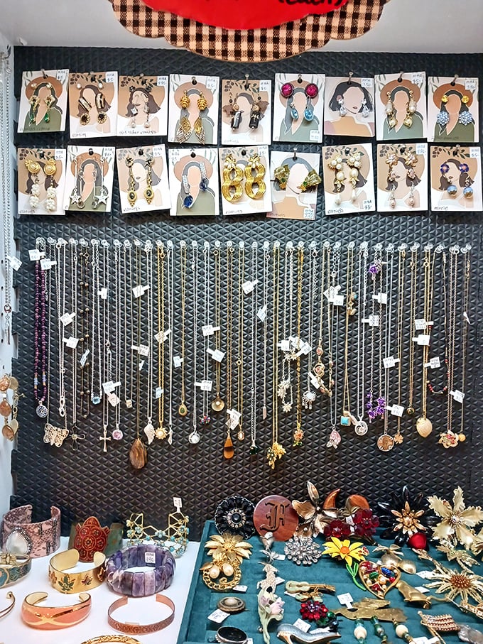 Vintage jewelry displayed with artistic flair—each piece waiting for its second act. Yesterday's accessories becoming tomorrow's heirlooms with just a little imagination.
