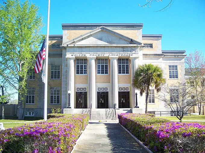 The Walton County Courthouse stands like a Southern gentleman in a seersucker suit—formal, dignified, and ready for business.