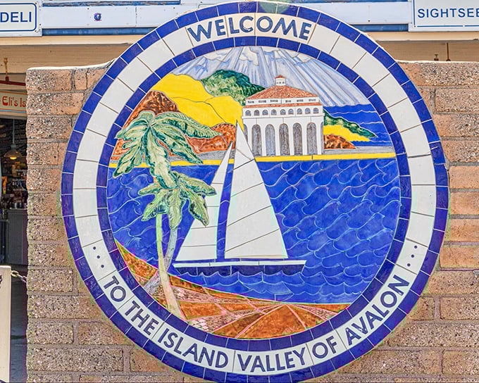 Avalon's welcome mosaic tells you everything you need to know—you've arrived somewhere special, where sailing, sunshine, and island life converge.