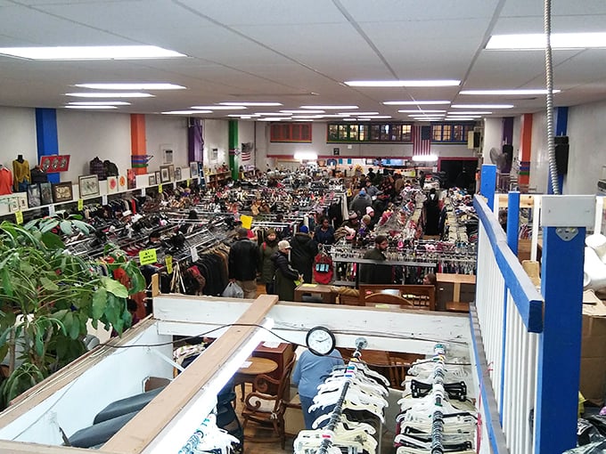 A bird's-eye view of organized chaos – where someone's discarded possessions become another's prized discoveries.