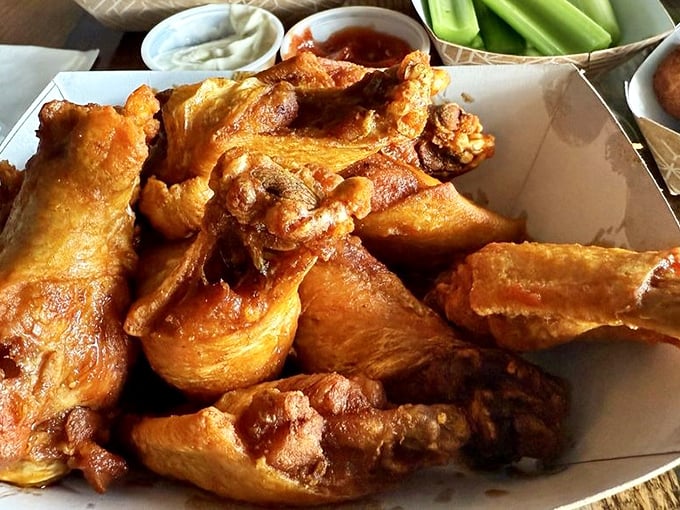 These wings aren't trying to reinvent the wheel—they're just showing the wheel how it's done, with crispy skin and juicy meat.