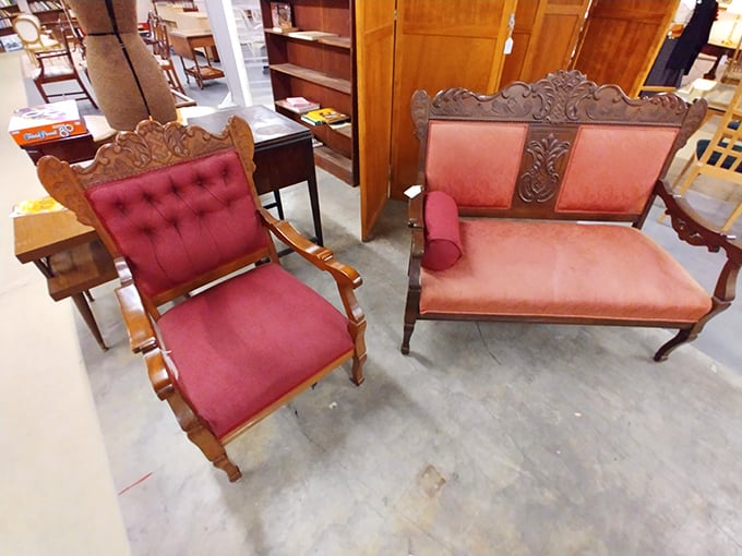 These aren't just seats—they're thrones from another era. That crimson upholstery has hosted conversations we can only imagine.