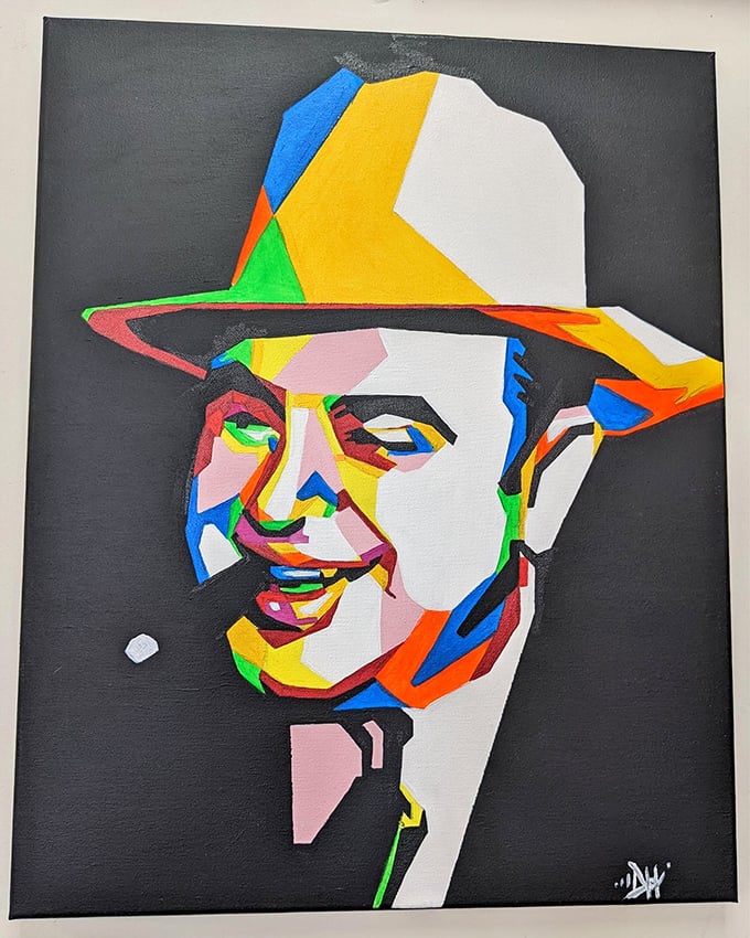 Pop art with personality! This colorful portrait would make Andy Warhol proud while adding a splash of conversation-starting color to any wall.