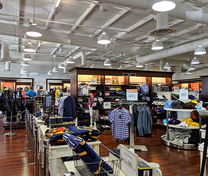 This menswear haven showcases the art of retail presentation—where shirts stand at attention and discounts salute your wallet's happiness.