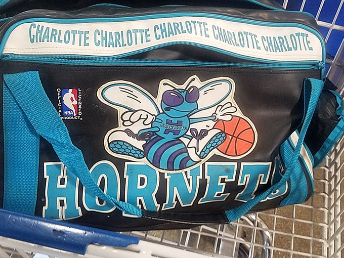 Vintage Charlotte Hornets gear—proof that patience pays off for sports memorabilia hunters. One person's decluttering is another's nostalgic jackpot.