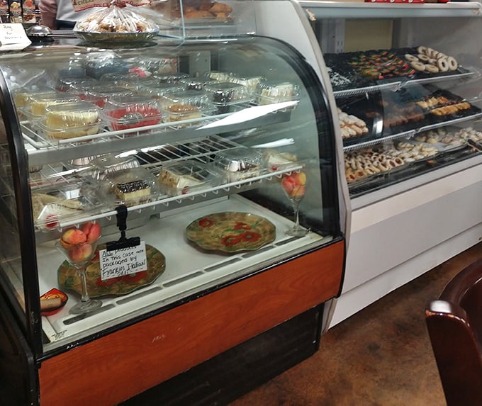 The bakery case: where diet resolutions go to die gloriously. These pastries aren't just desserts—they're edible works of art worth every calorie.