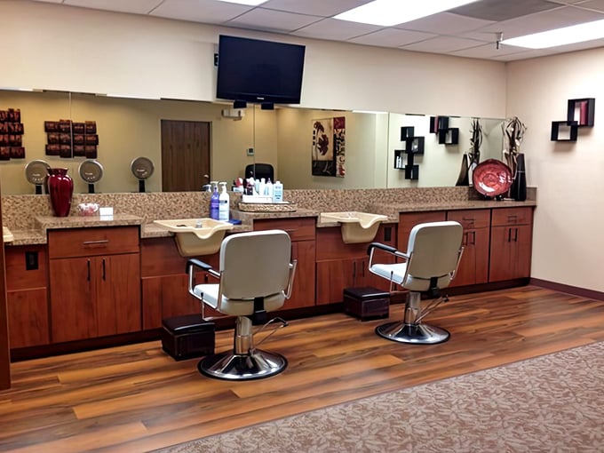 The on-site salon ensures residents look their best without battling Phoenix traffic—because good hair shouldn't require navigation skills.