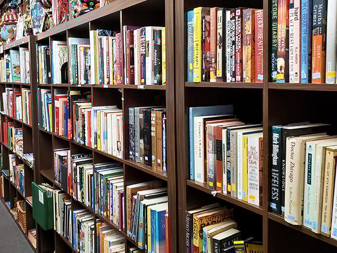 The bookshelf that Amazon wishes it could replicate—organized, diverse, and filled with stories waiting for their next reader.