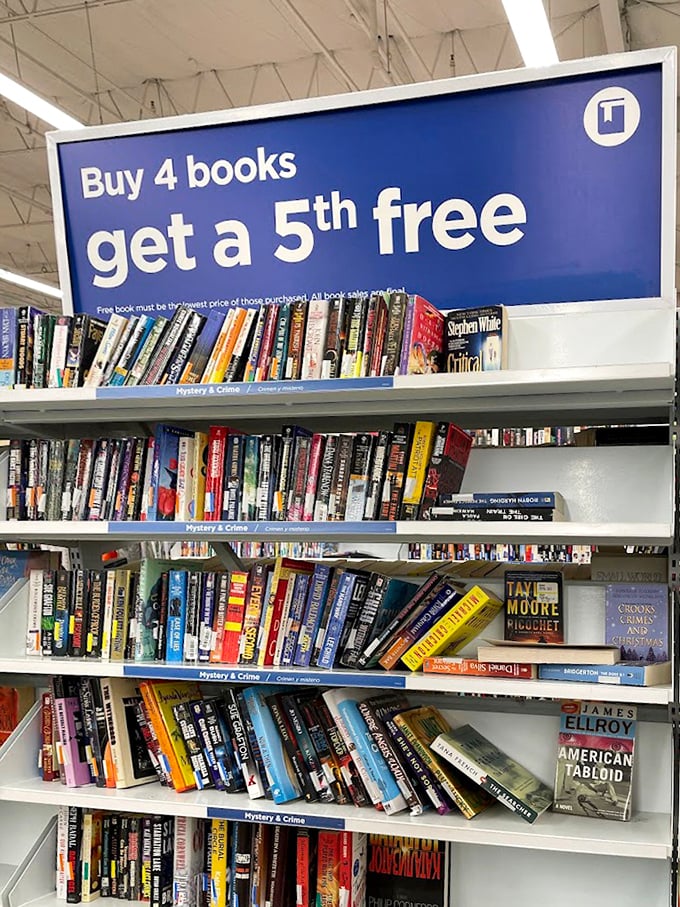 Buy four books, get the fifth free – because suddenly you're a librarian with a very generous budget.
