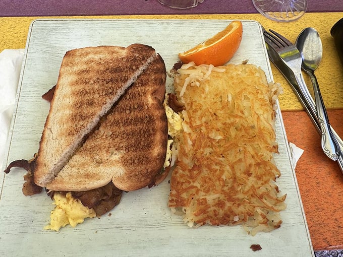The breakfast sandwich and hashbrowns duo—a partnership more perfect than bacon and eggs, with that crispy exterior hiding potato heaven.