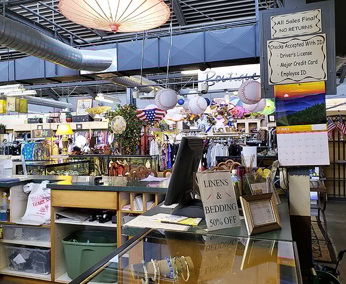 Where bargain hunting becomes treasure hunting—signs point the way to departments filled with possibilities and second chances.