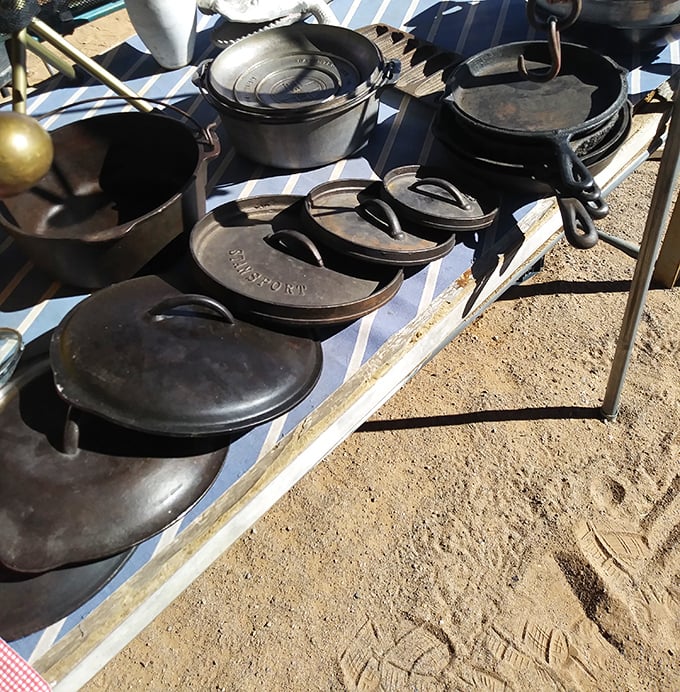 Cast iron cookware that's outlived several presidents, ready to season your meals with a dash of history.