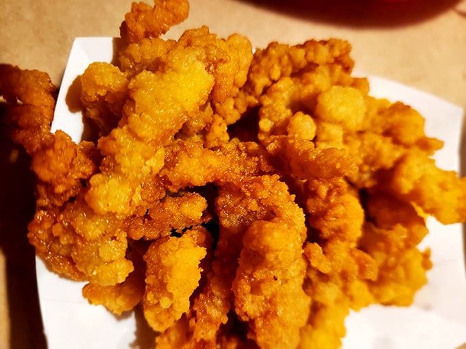 These golden clam strips aren't just fried—they're transformed into crispy, addictive morsels that disappear faster than you can say "pass the tartar sauce."
