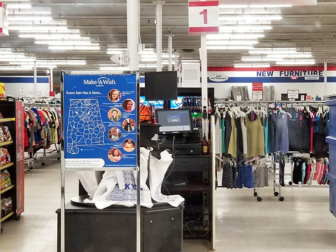 Every thrift store tells a story—this one supports Make-A-Wish Foundation, turning your bargain hunting into an act of community kindness.