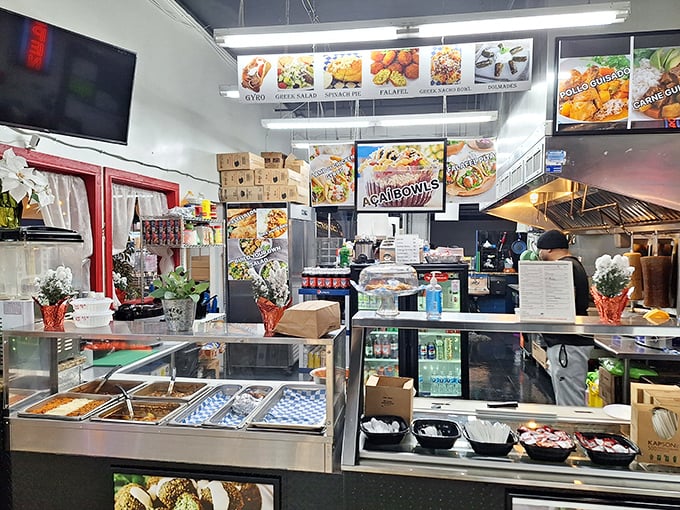 Counter seating at the food vendors means you can refuel without missing a moment of shopping.