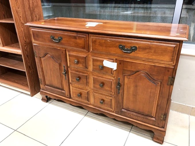 This antique wooden dresser isn't just furniture—it's a piece of history waiting to tell new stories in someone's bedroom.