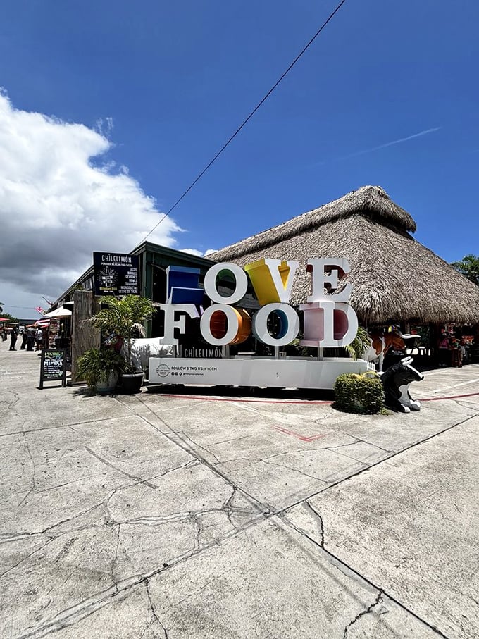 Nothing says "I love food" quite like giant colorful letters proclaiming it to the world—this market wears its heart on its signage.